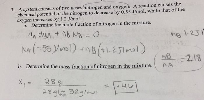 Solved 3. A system consists of two gases, nitrogen and | Chegg.com