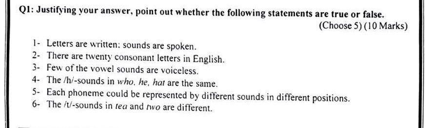 Solved Q1: Justifying your answer, point out whether the | Chegg.com