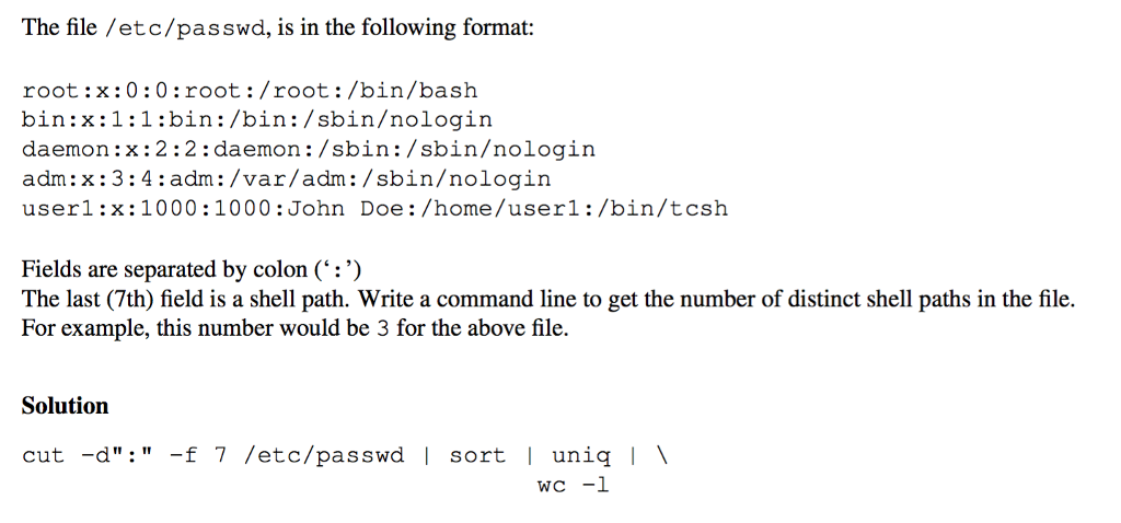 The file /etc/passwd, is in the following format | Chegg.com