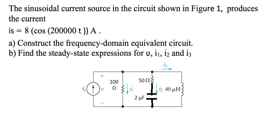 Solved The sinusoidal current source in the circuit shown in | Chegg.com