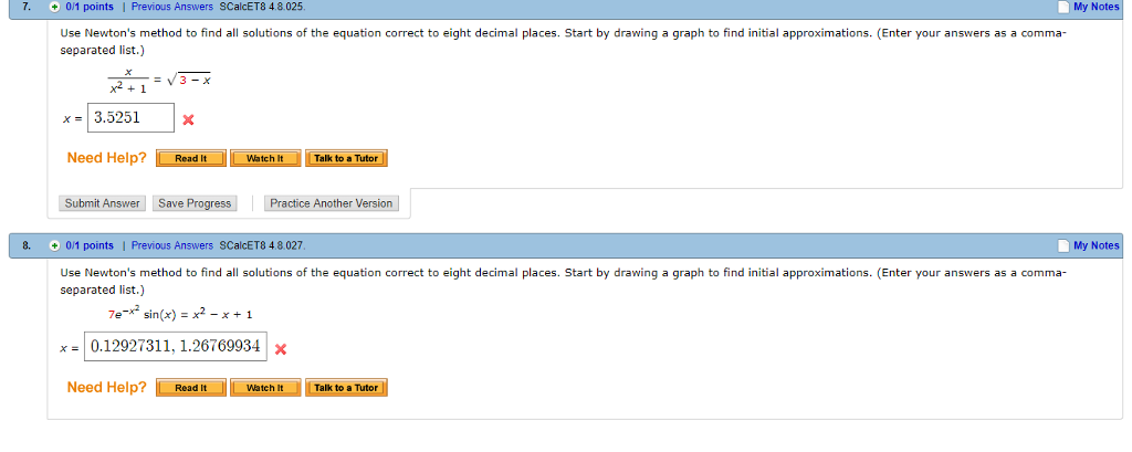 Solved 7. + 0/1 points | Previous Answers ScalcET8 4.8.025. | Chegg.com