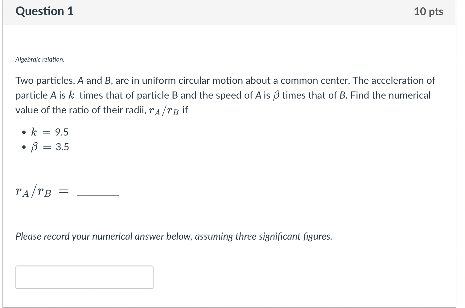 Solved Algebraic relation. Two particles, A and B, are in | Chegg.com
