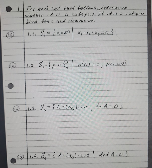 Solved For each set that follows, determine whether it is a | Chegg.com