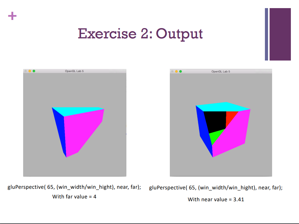 Solved Exercise 2: Output gluPerspective( 65, | Chegg.com