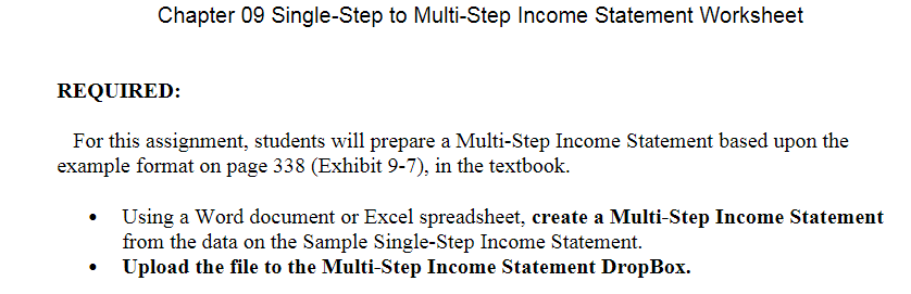 Solved Chapter 09 Single-Step to Multi-Step Income Statement | Chegg.com