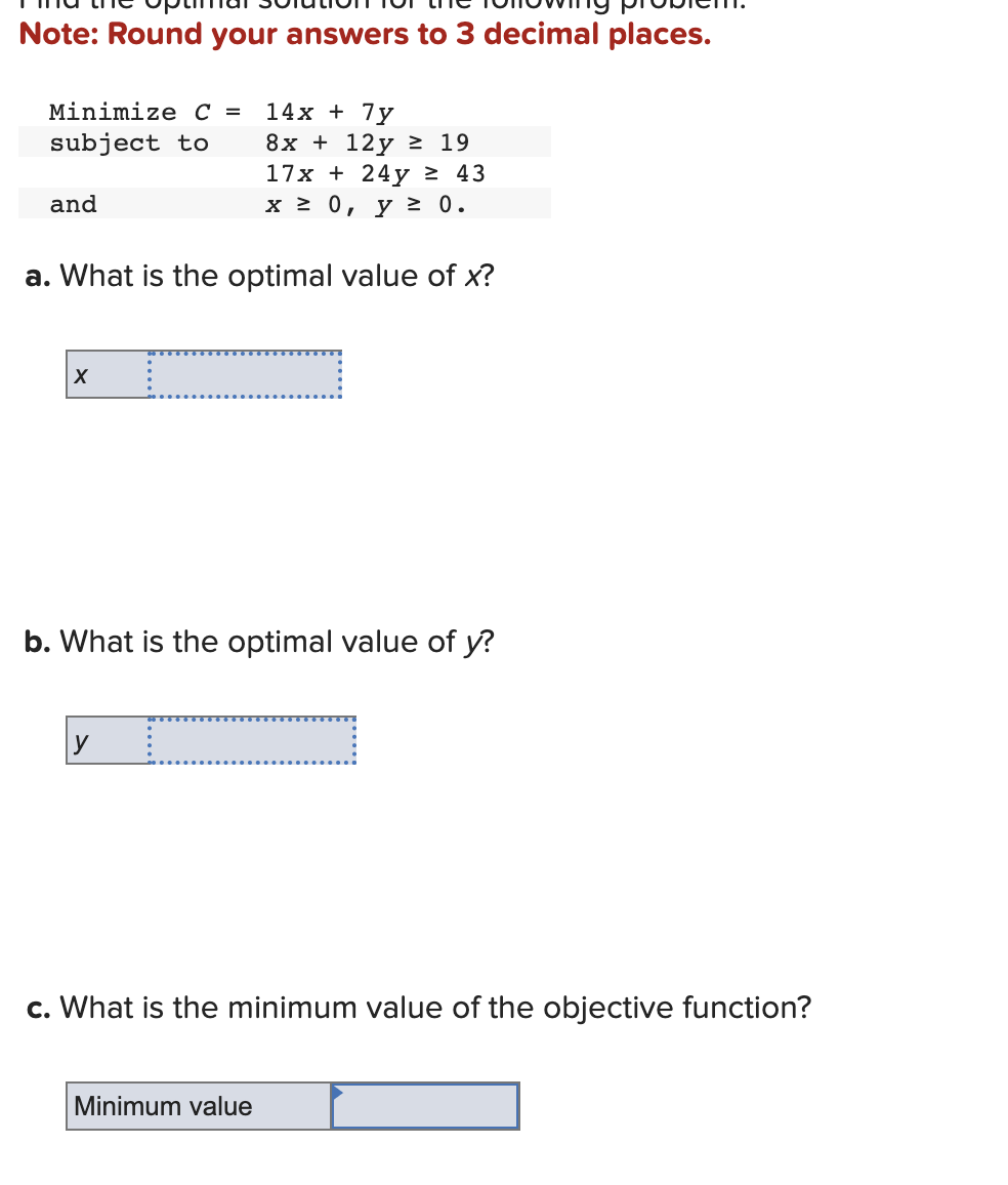 Solved Note: Round your answers to 3 decimal places. | Chegg.com