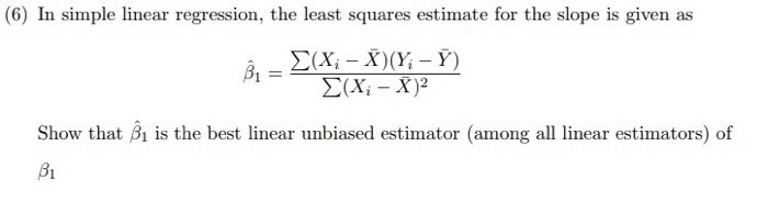 Solved (6) In simple linear regression, the least squares | Chegg.com