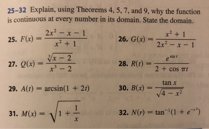 Solved 25-32 Explain, using Theorems 4, 5, 7, and 9, why the | Chegg.com