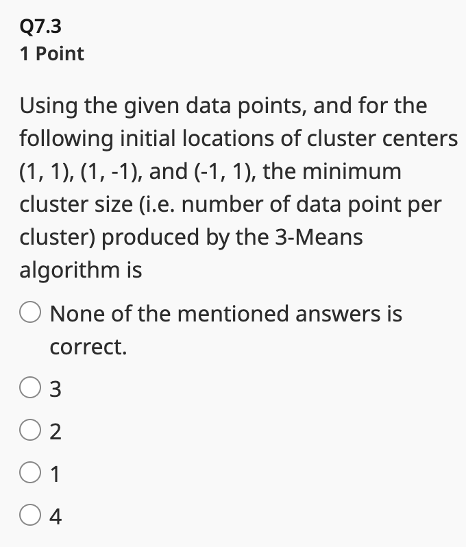 Solved Q7 4 Points Given the following set of data points: | Chegg.com