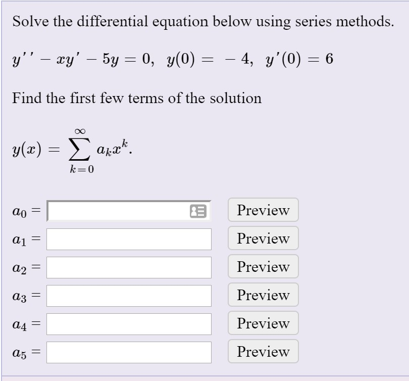 Solved Solve the differential equation below using series | Chegg.com Solved Solve the differential equation below using series | Chegg.com