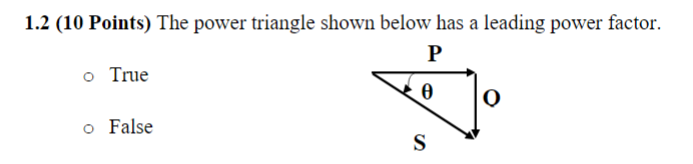 Solved 1.2 (10 Points) The power triangle shown below has a | Chegg.com