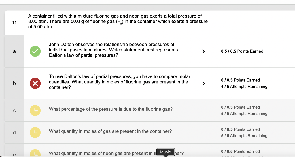 Solved A container filled with a mixture fluorine gas and | Chegg.com