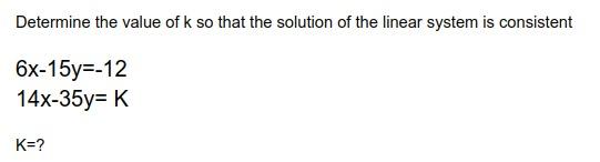 Solved Determine the value of k so that the solution of the | Chegg.com