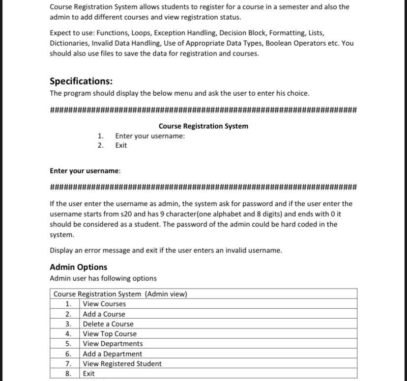 Solved Course Registration System allows students to | Chegg.com