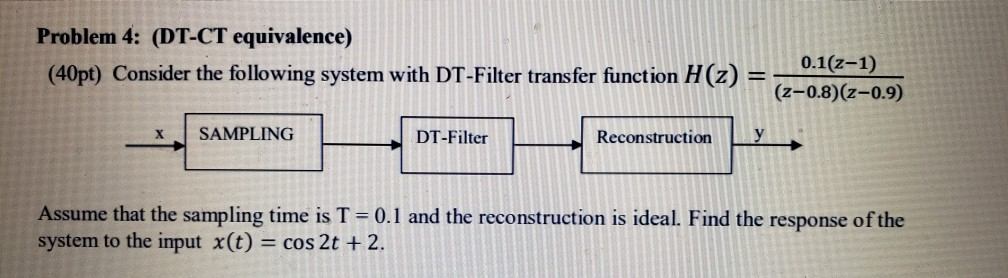 Solved Problem 4: (DT-CT equivalence) (40pt) Consider the | Chegg.com