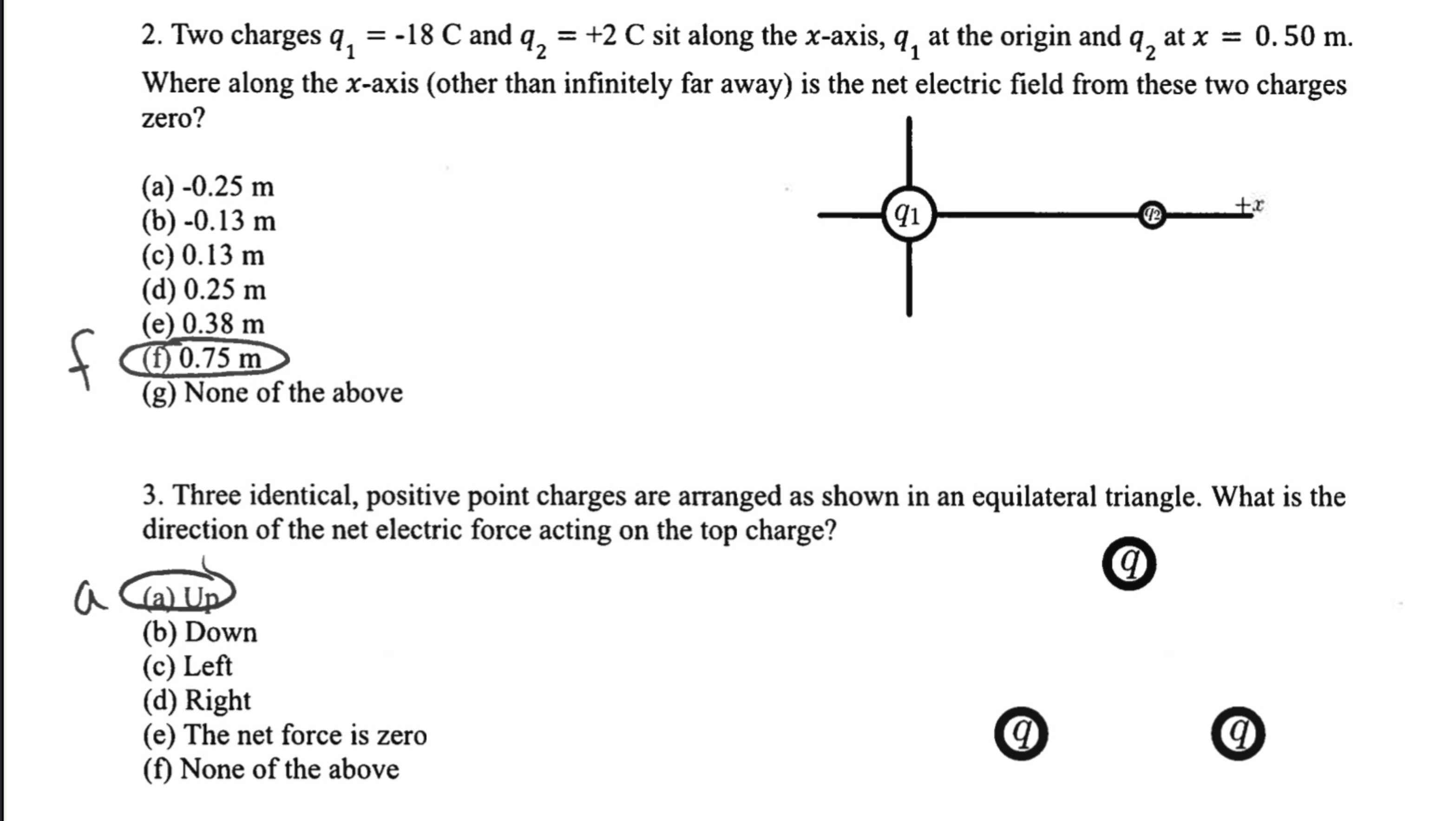 Solved Three identical, positive point charges are arranged | Chegg.com