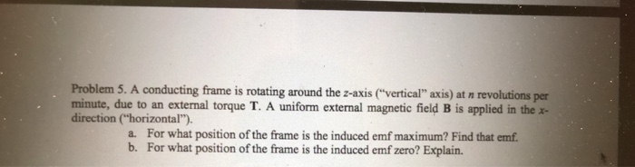 Solved Problem 5. A conducting frame is rotating around the | Chegg.com