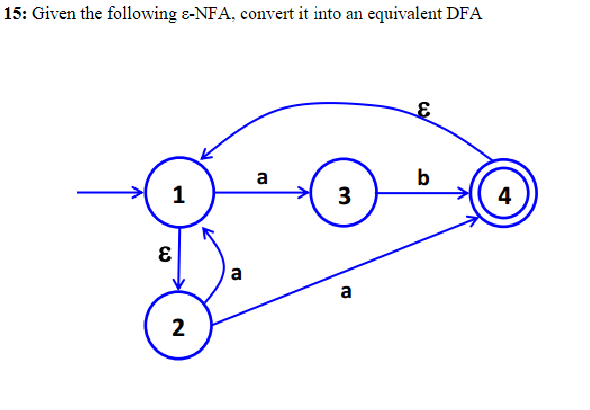 Solved 15: Given the following ε-NFA, convert it into an | Chegg.com