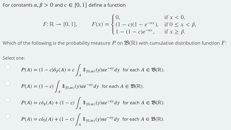 For constants α,β>0 and c∈[0,1] define a function | Chegg.com