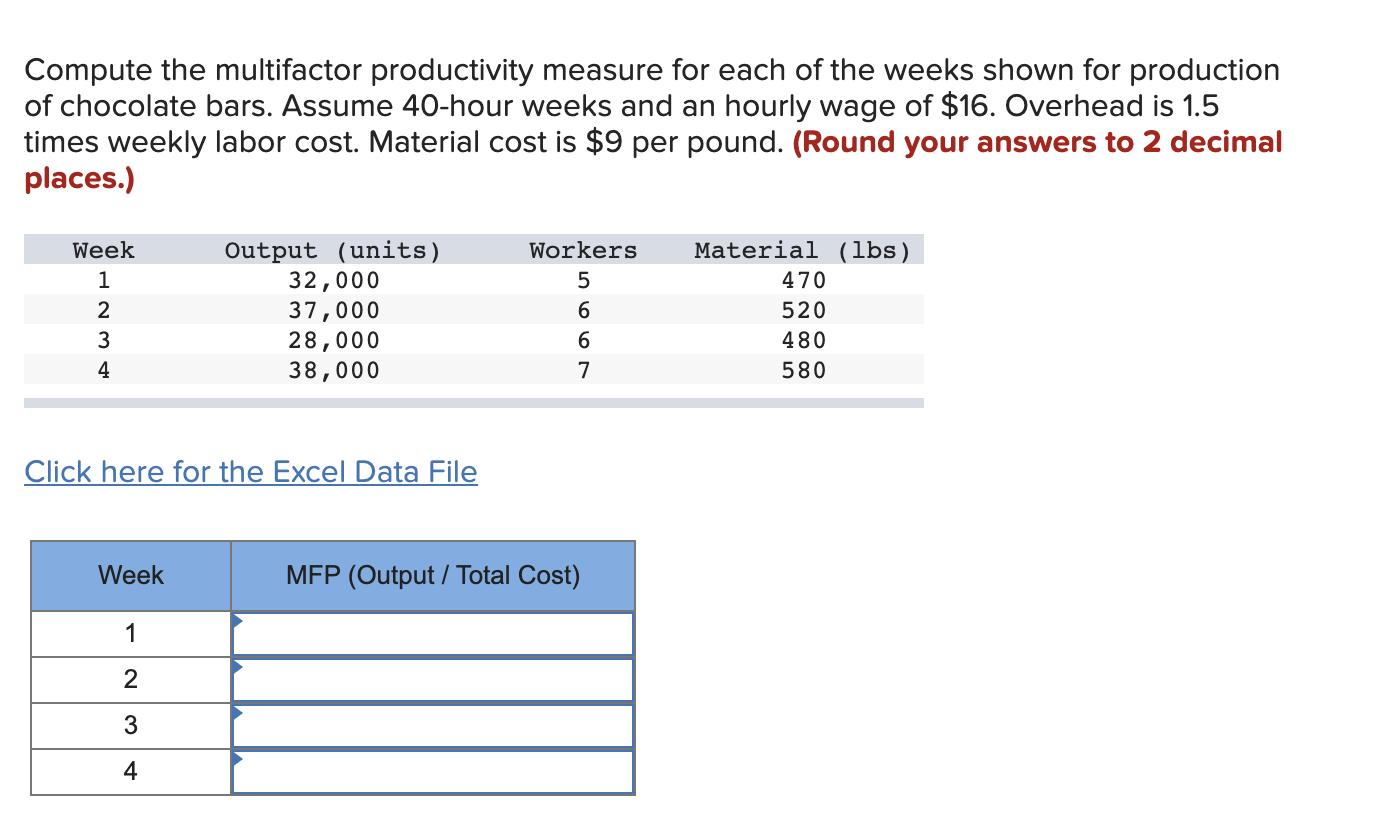 Solved Compute the multifactor productivity measure for each | Chegg.com