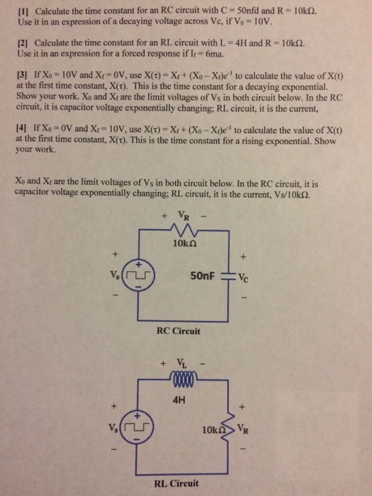 [1] Calculate the time constant for an RC circuit | Chegg.com
