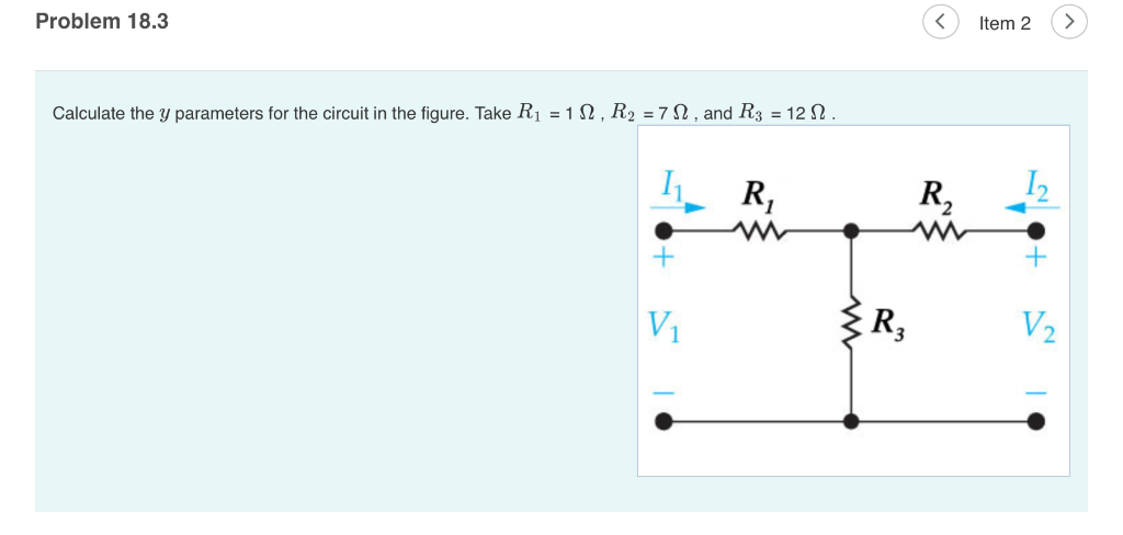 Solved Problem 183 Item 2 Calculate The Y Parameters For