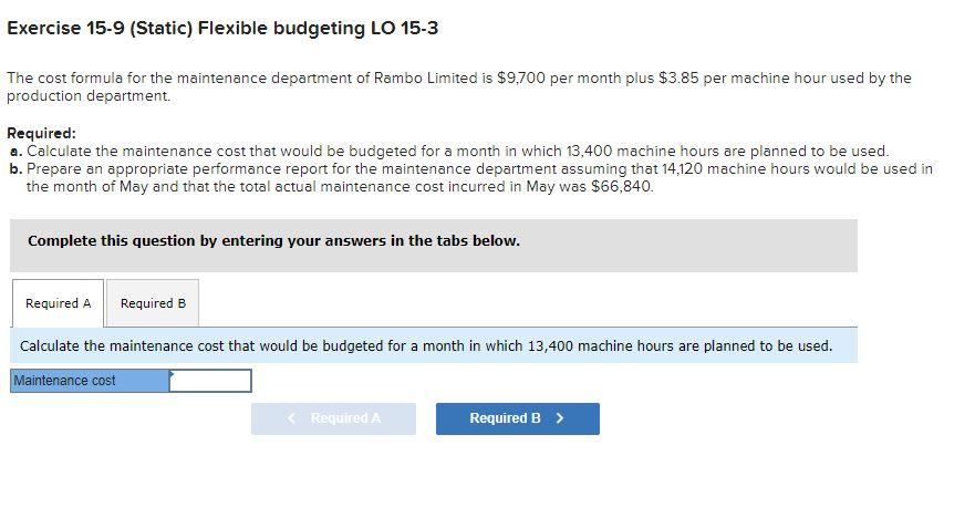 Solved The cost formula for the maintenance department of | Chegg.com