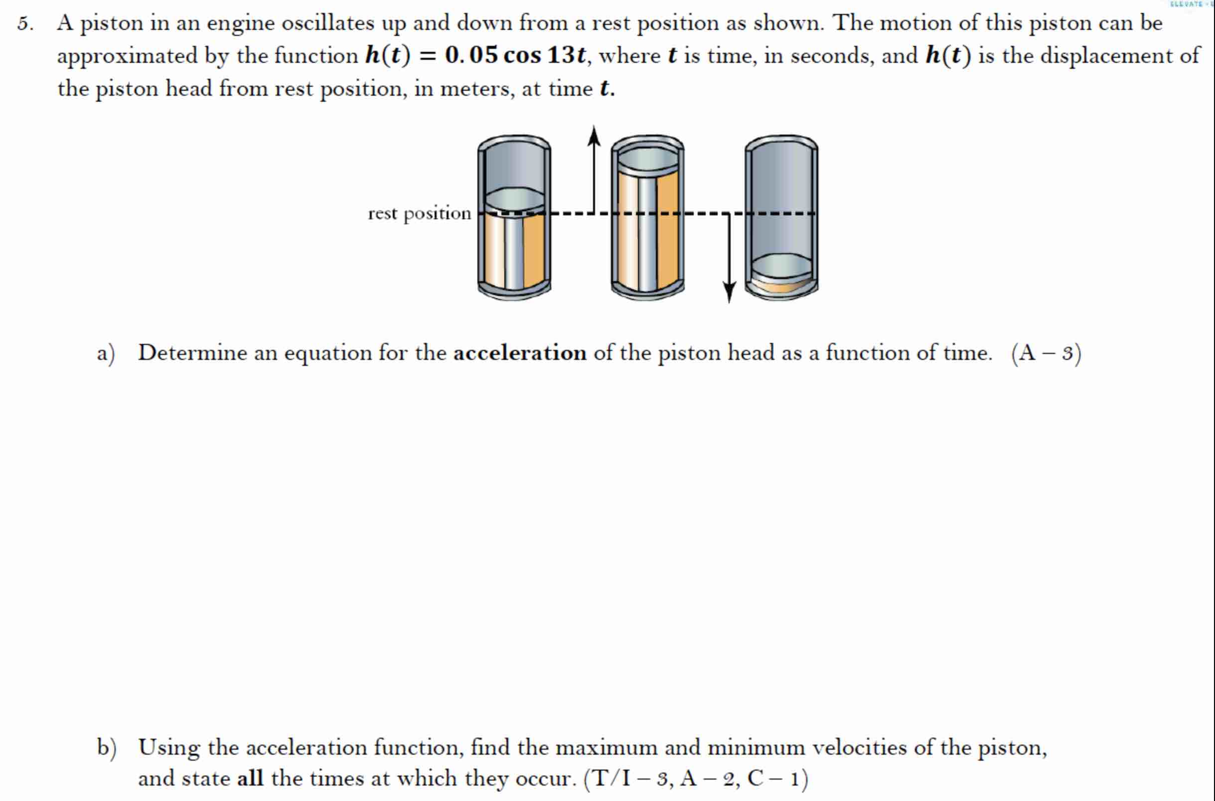 Solved 5. ﻿A piston in an engine oscillates up and down from | Chegg.com