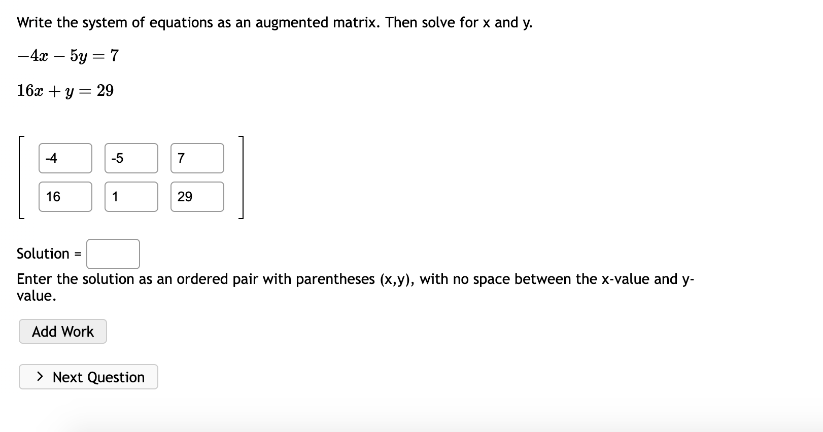 Solved Write the system of equations as an augmented matrix. | Chegg.com