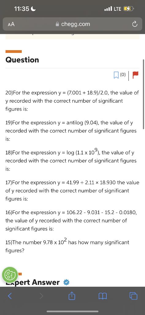 Solved 20)For the expression y=(7.001+18.9)/2.0, the value | Chegg.com