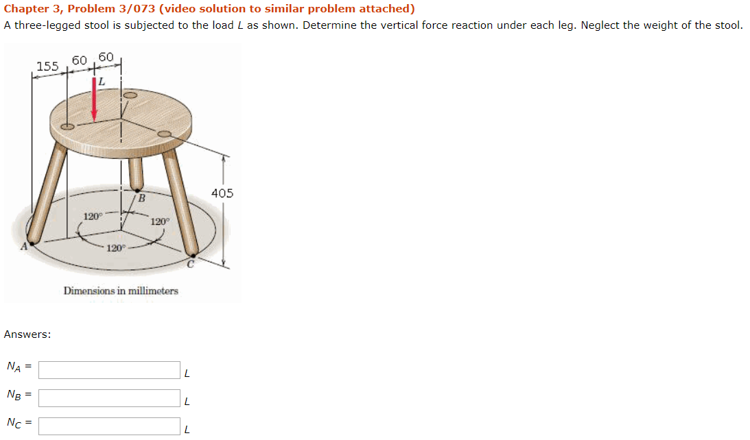 Solved Chapter 3, Problem 3/073 (video solution to similar | Chegg.com