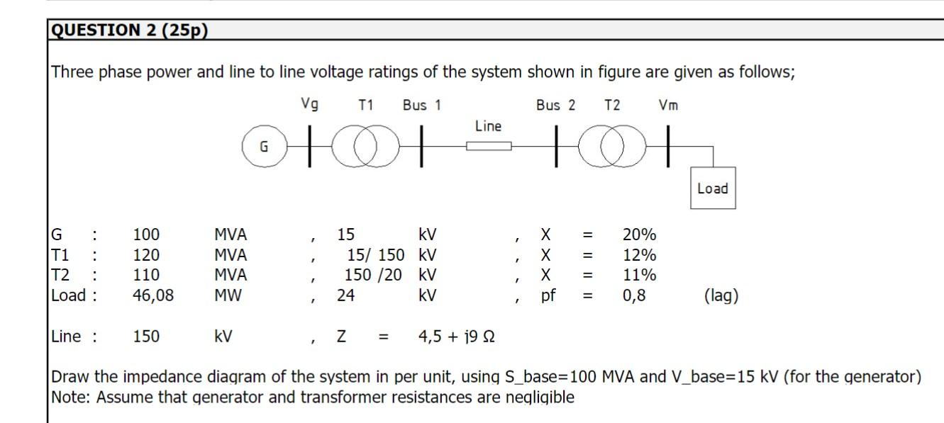 Solved Three phase power and line to line voltage ratings of | Chegg.com