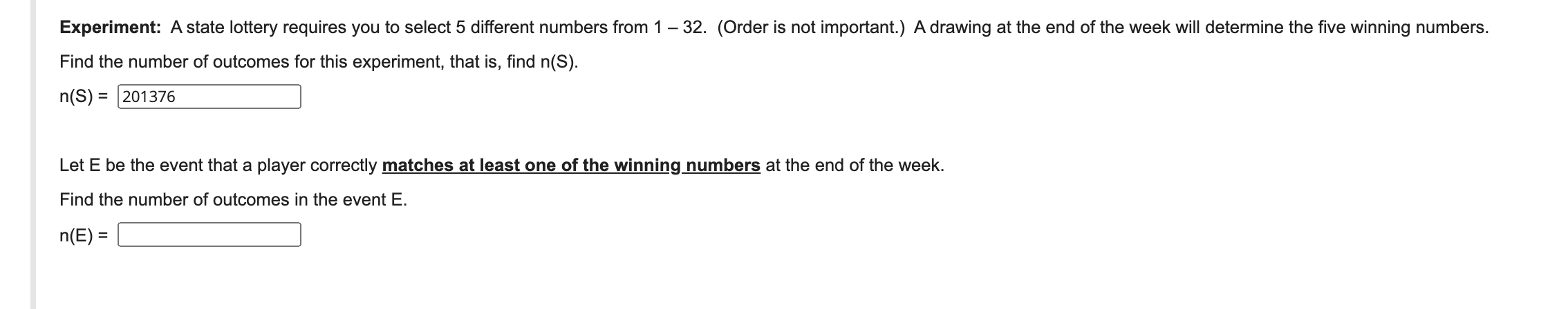 Solved Experiment: A state lottery requires you to select 5 | Chegg.com