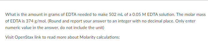 Solved What is the amount in grams of EDTA needed to make | Chegg.com