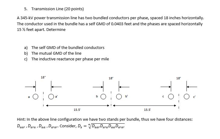 Solved 5. Transmission Line (20 points) A 345-kV power | Chegg.com