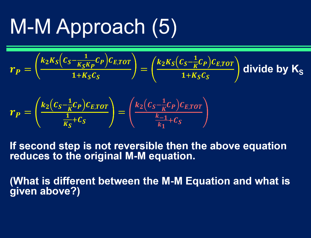 M-M Approach (5) kKsCs NCe OTGT divide by Ks KKPCP | Chegg.com