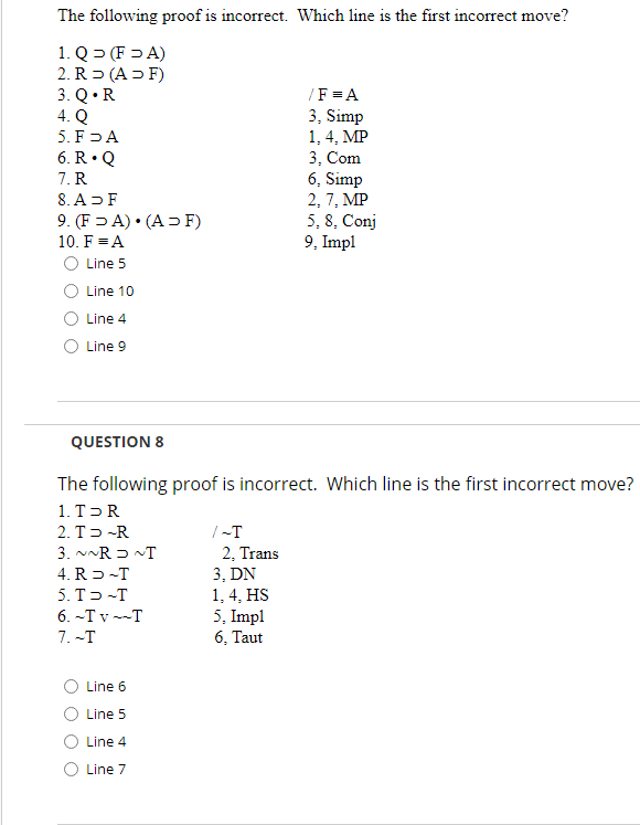 Solved 4.Q The following proof is incorrect. Which line is | Chegg.com