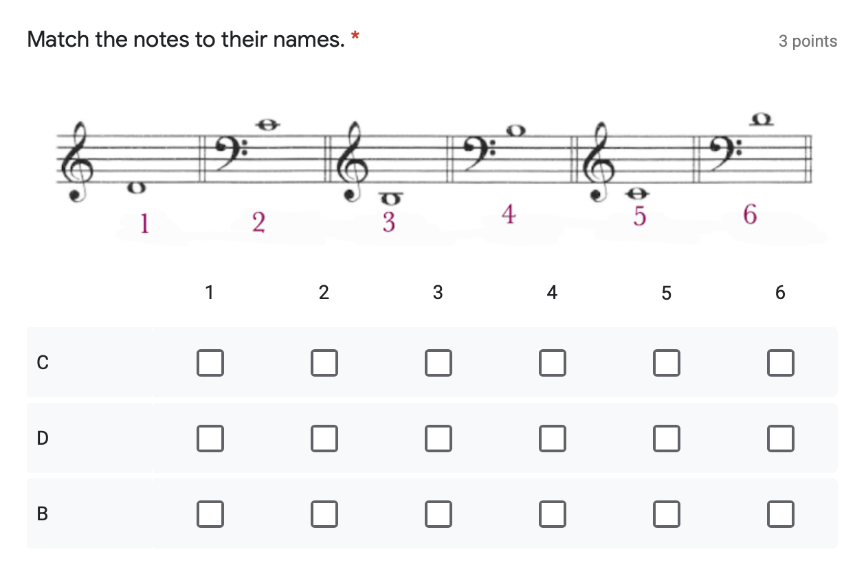 Match the notes to their names. * 3 points 23° 1 2 3 | Chegg.com