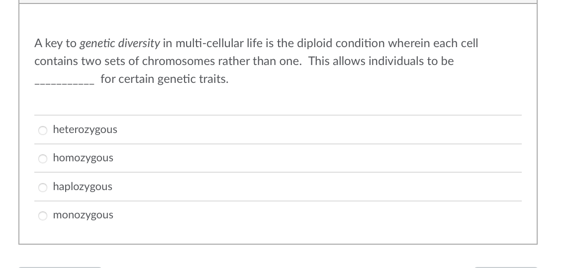 Solved A key to genetic diversity in multi-cellular life is | Chegg.com