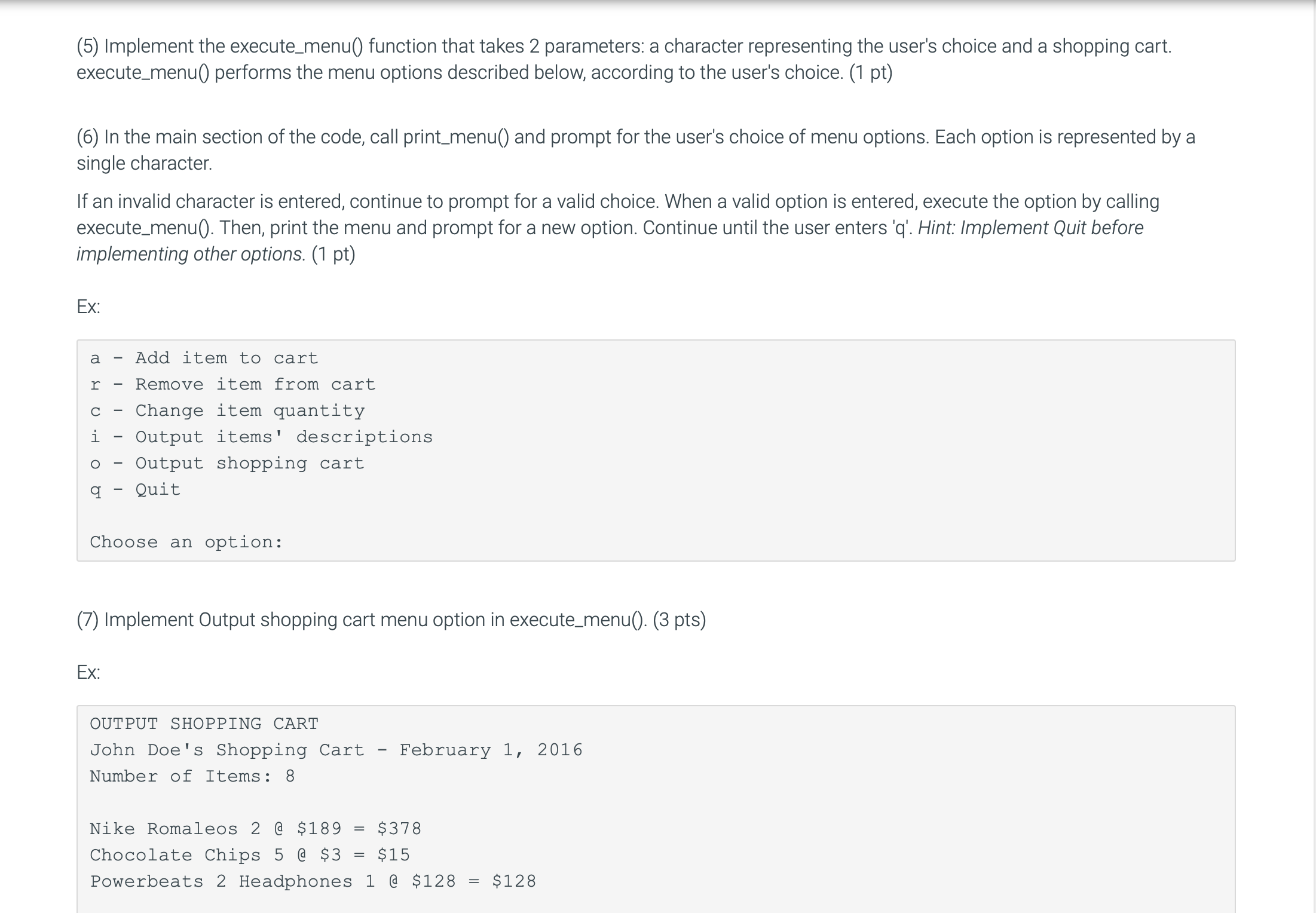 This program extends the earlier "Online shopping | Chegg.com