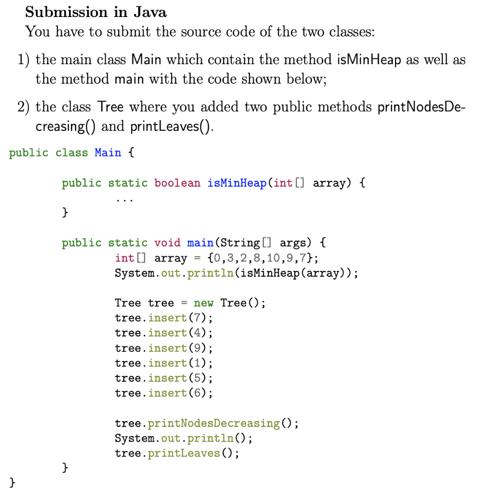 Solved Please give me out codes for the two classes Main and | Chegg.com