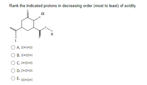Solved Rank the indicated protons in decreasing order (most | Chegg.com