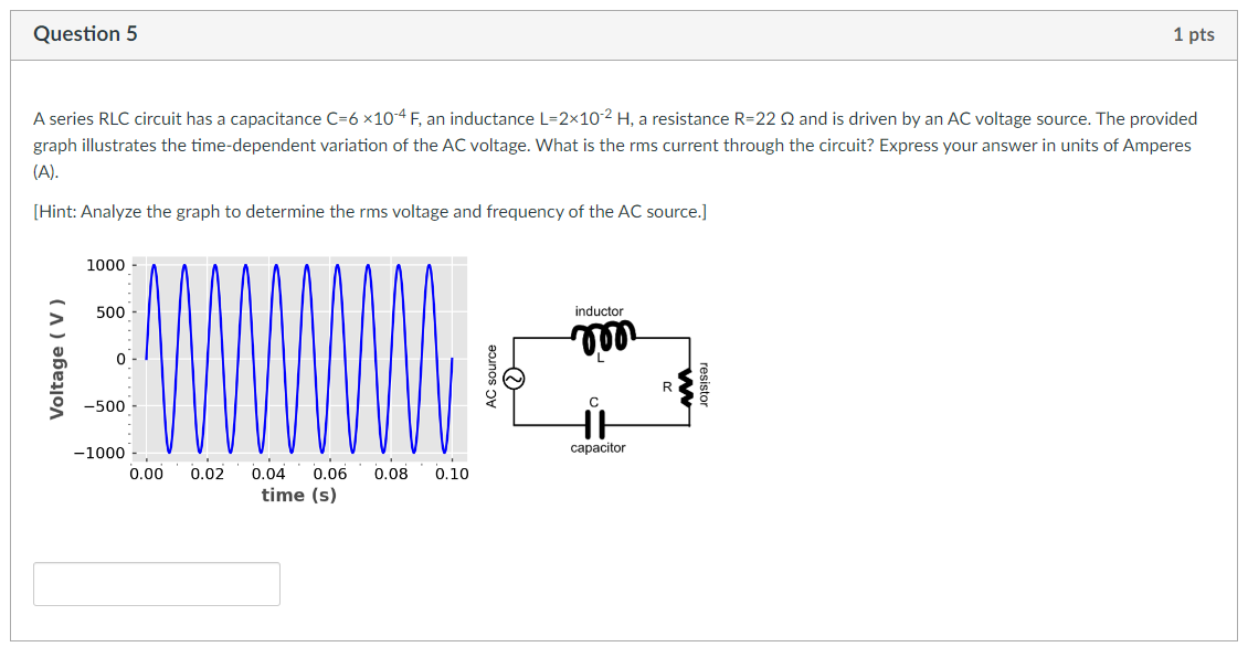 Solved Question 5A series RLC circuit has a capacitance | Chegg.com
