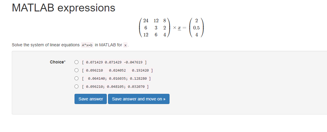 Solved MATLAB expressions 24 12 8 6 3 2 12 6 4 2 0.5 X2= 4 | Chegg.com