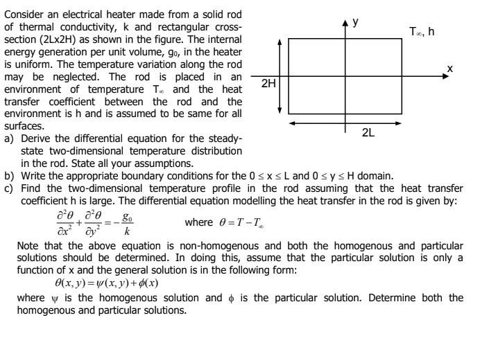 Solved X Consider an electrical heater made from a solid rod | Chegg.com