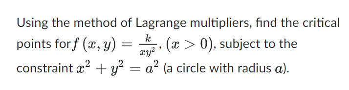 Solved Using the method of Lagrange multipliers, find the | Chegg.com