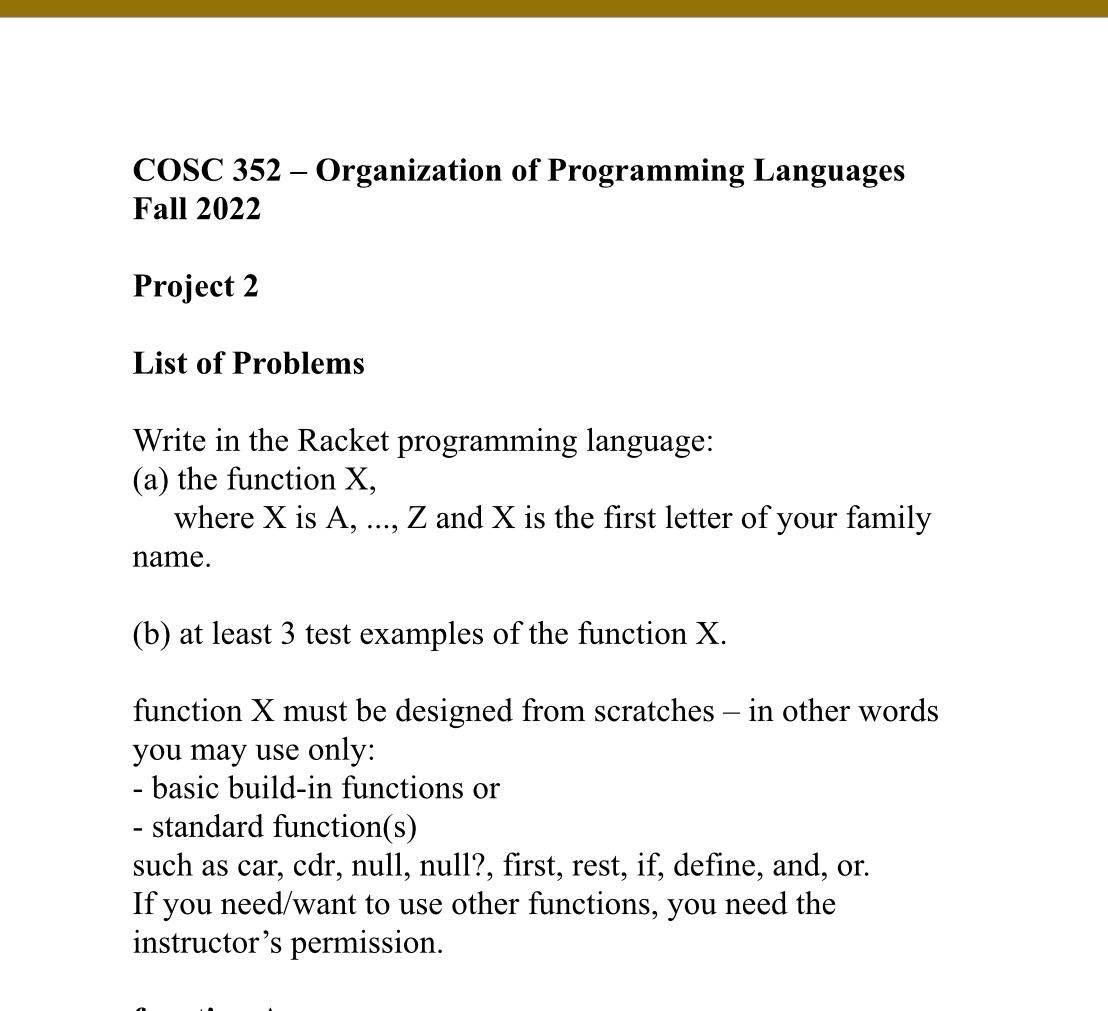 Solved A Racket Language Code And Algorithm For My Function
