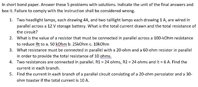 Solved In short bond paper. Answer these 5 problems with | Chegg.com