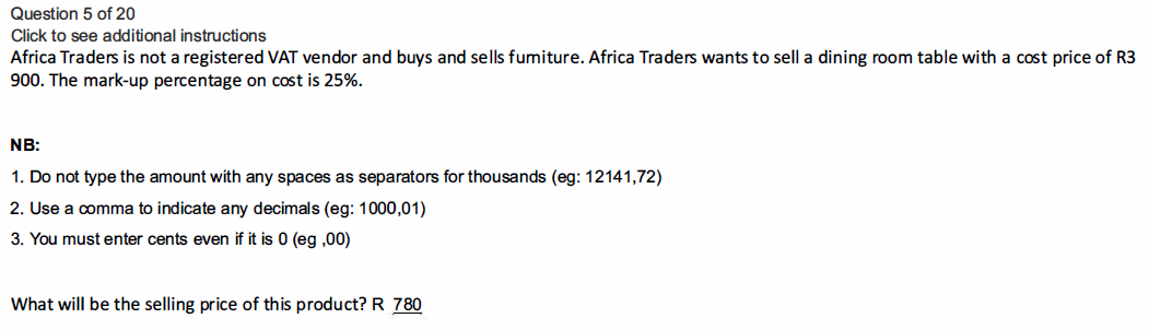 Solved Question 5 of 20 Click to see additional instructions | Chegg.com