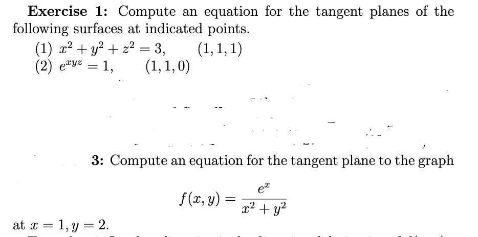 Solved Exercise 1: Compute an equation for the tangent | Chegg.com
